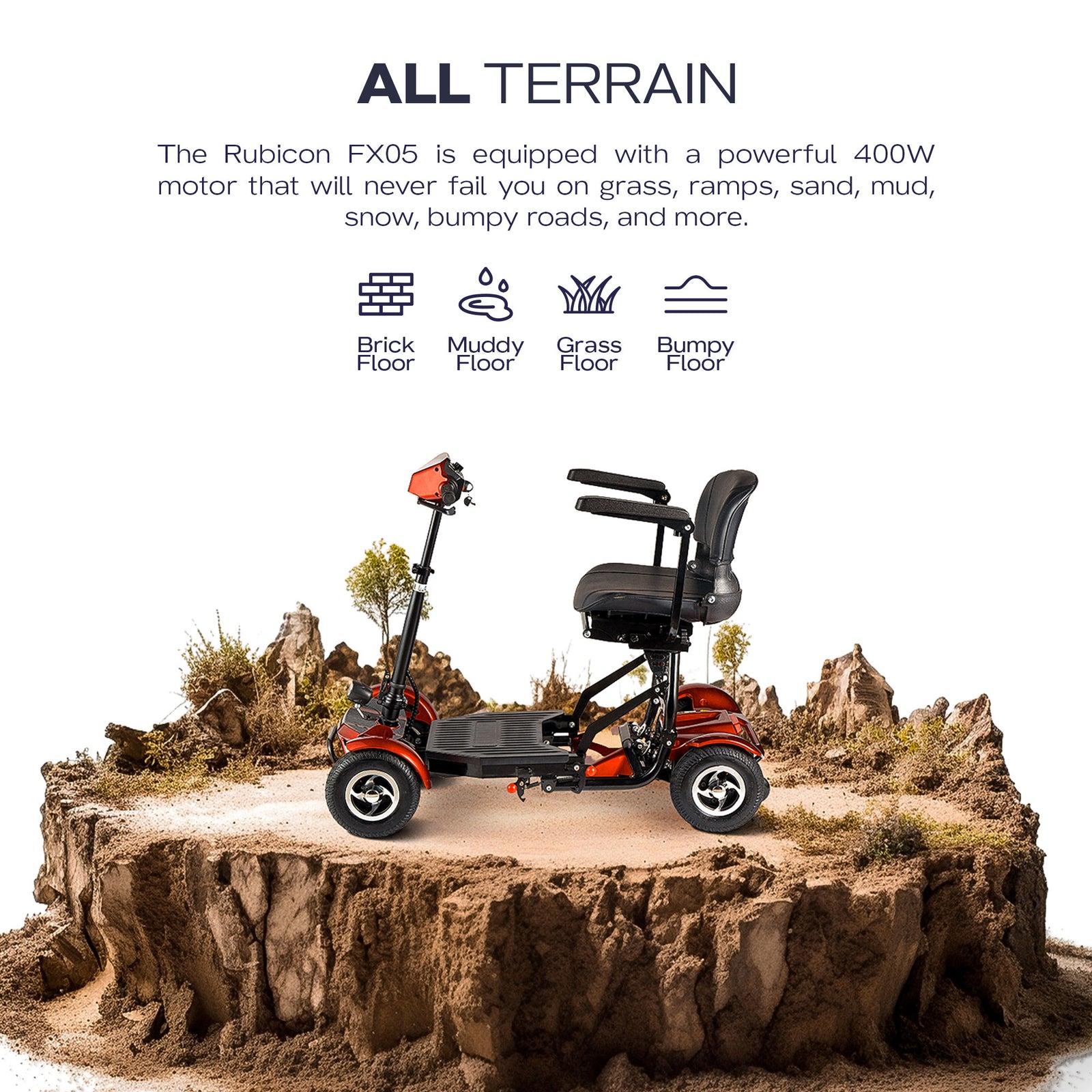 Rubicon FX06 – Foldable, All-Terrain, 4-Wheel Mobility Scooter for ...